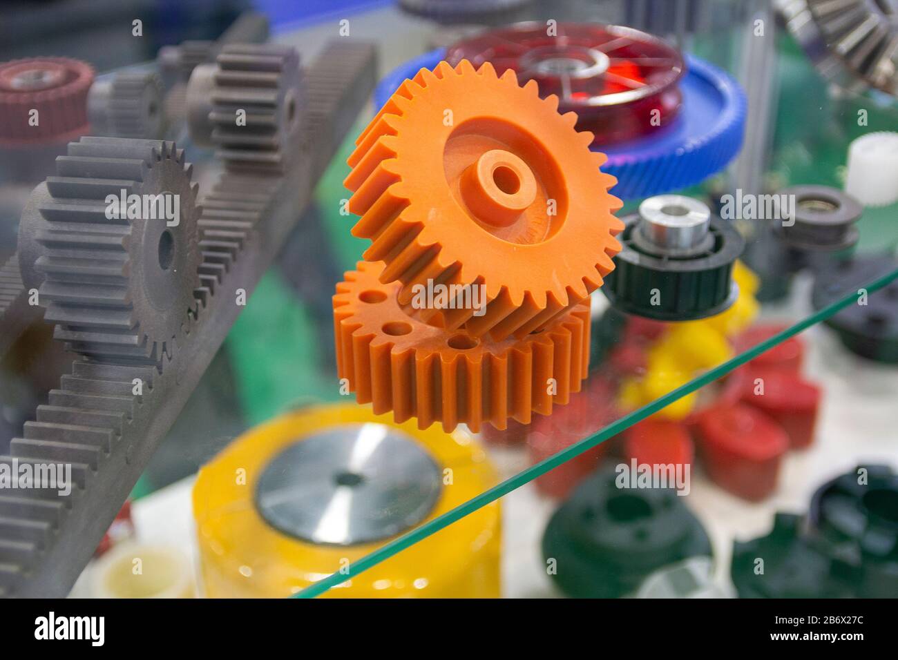 Details of the mechanism of plastic on the stand. Industry Stock Photo ...