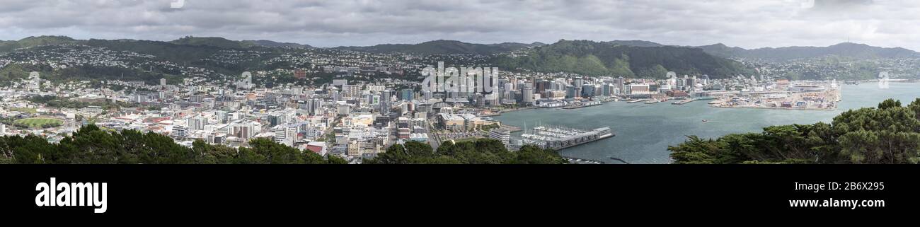 WELLINGTON, NEW ZEALAND - November 13 2019: aerial cityscape with ...