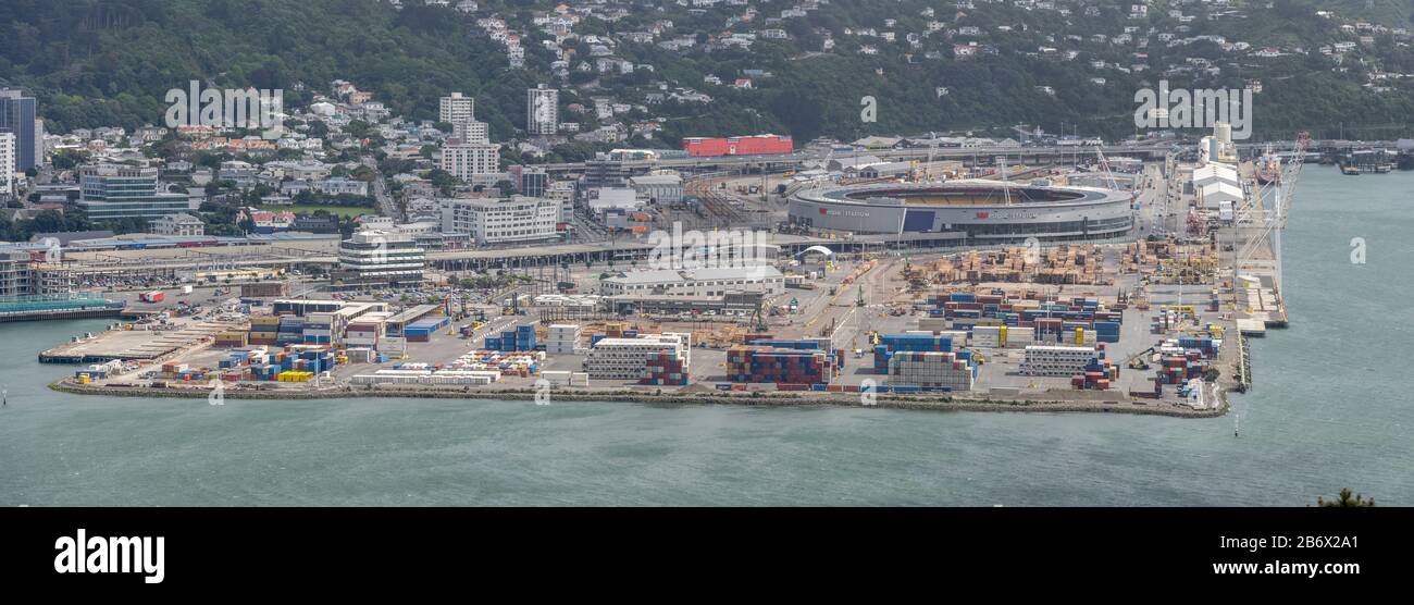 WELLINGTON, NEW ZEALAND - November 13 2019: aerial cityscape with ...
