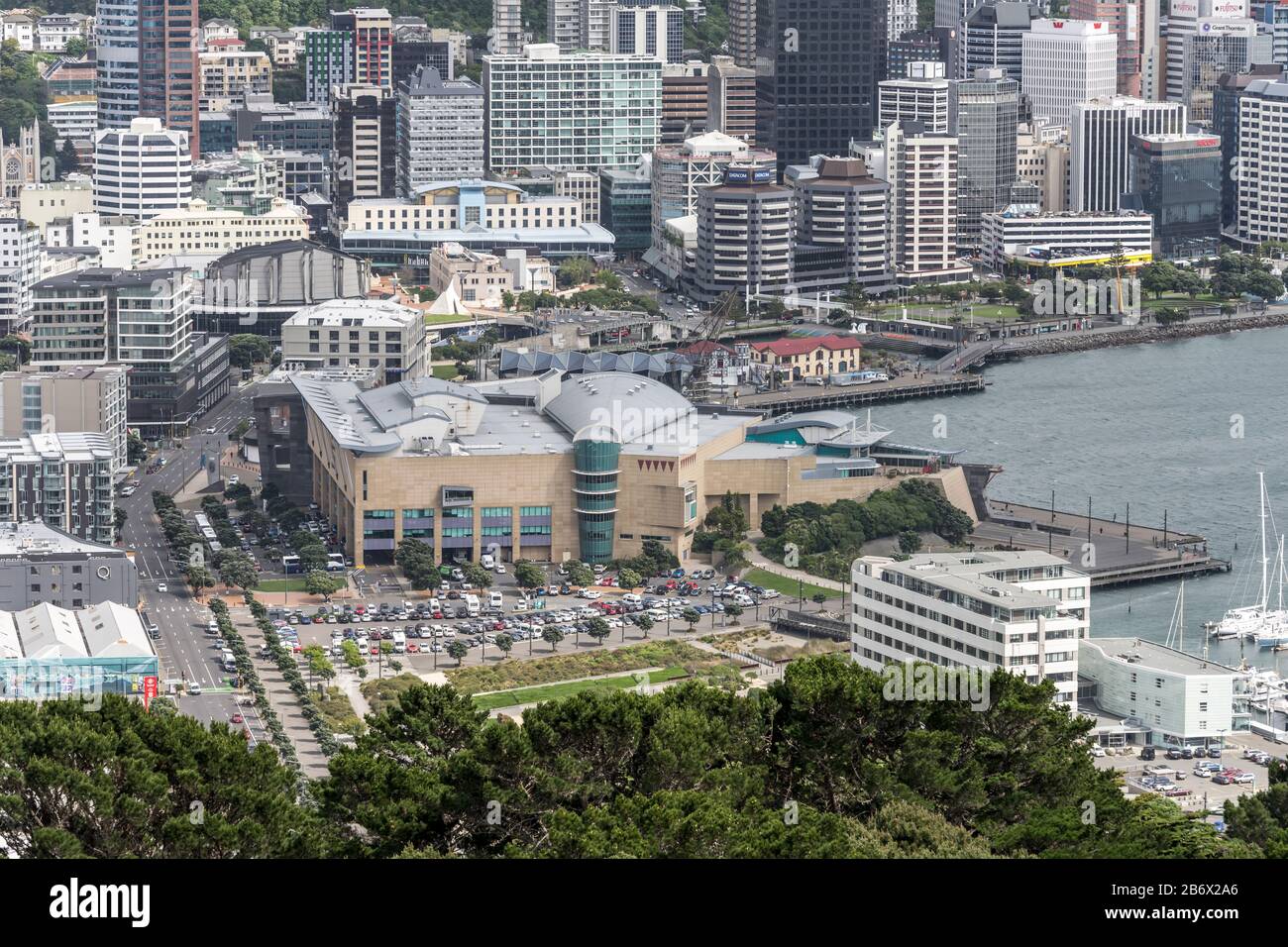 WELLINGTON, NEW ZEALAND - November 13 2019: aerial cityscape with ...