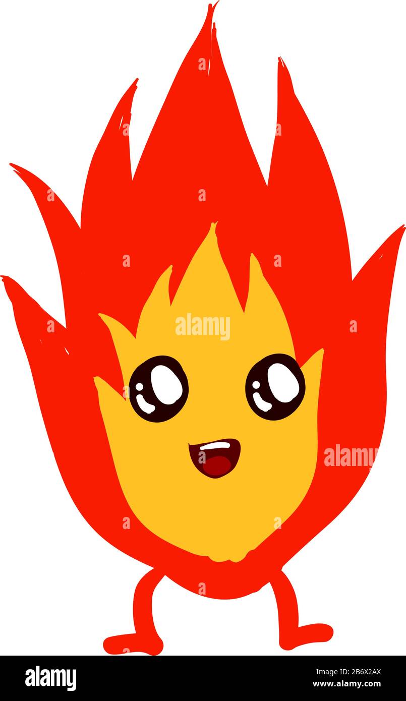 Cute little fire, illustration, vector on white background Stock Vector ...