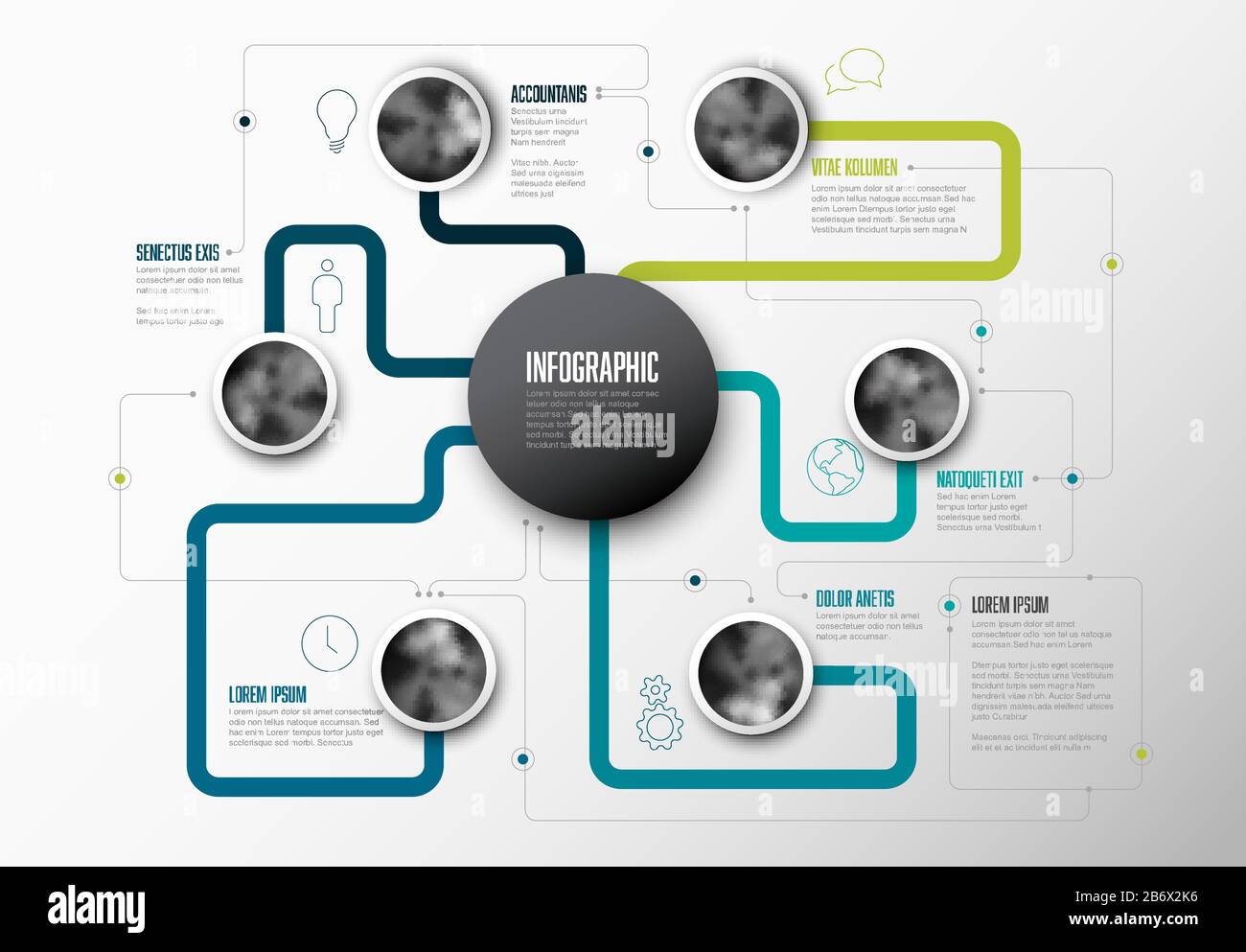 Abstract Infographic Template with circle photo placeholders on ...