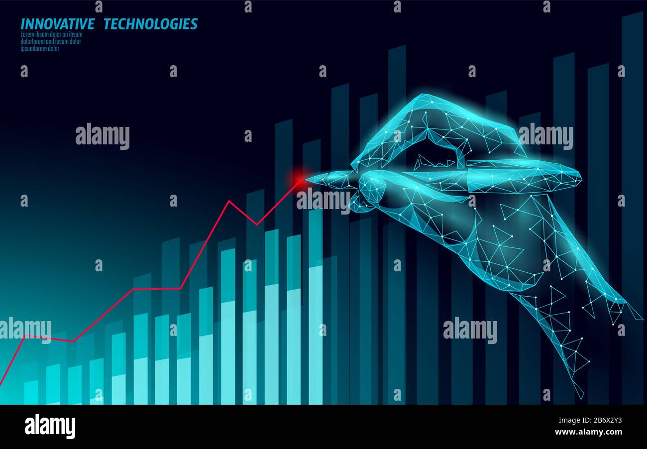 3D digital economy positive trend concept. Finance business idea ...