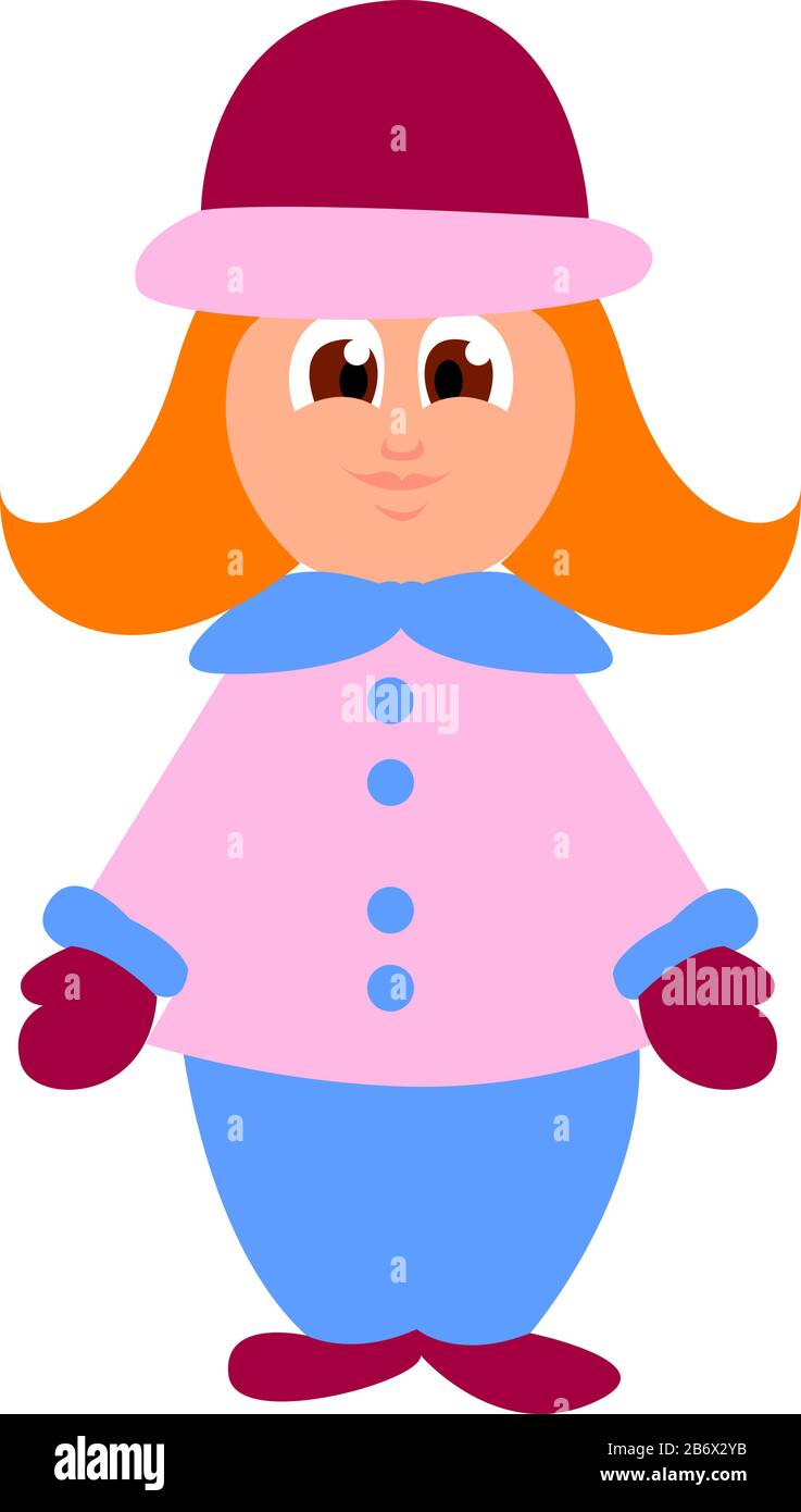 Girl doll, illustration, vector on white background Stock Vector Image ...