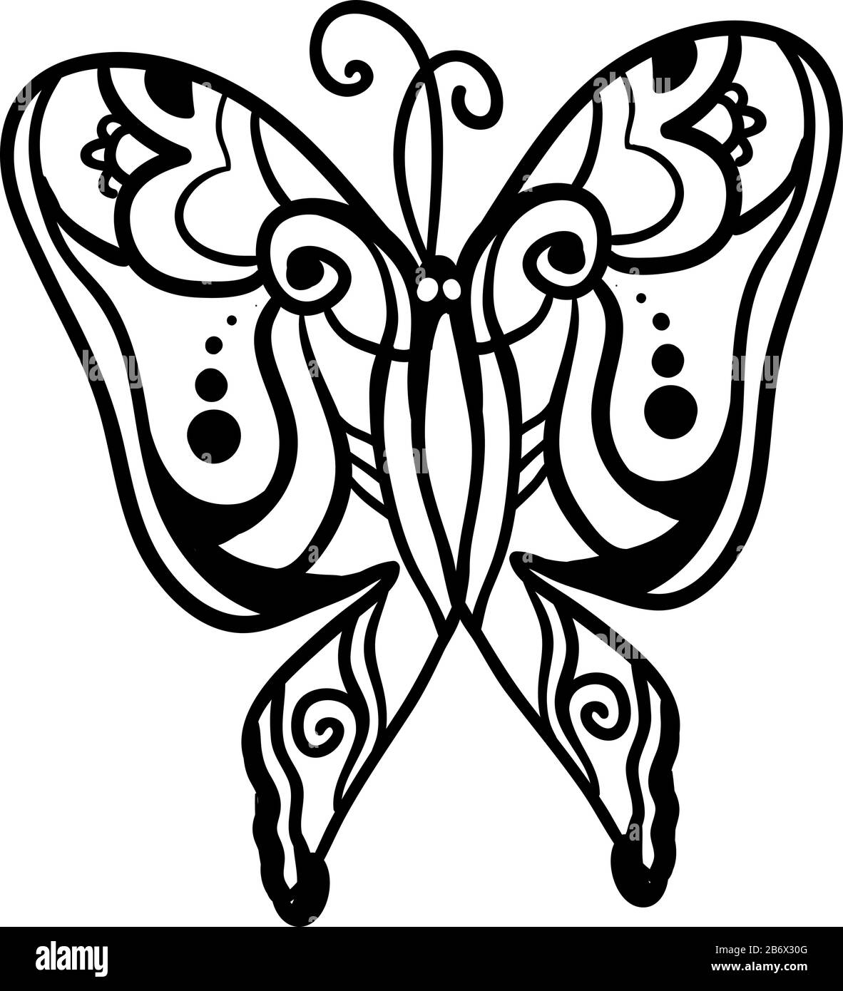 Butterfly drawing, illustration, vector on white background Stock ...