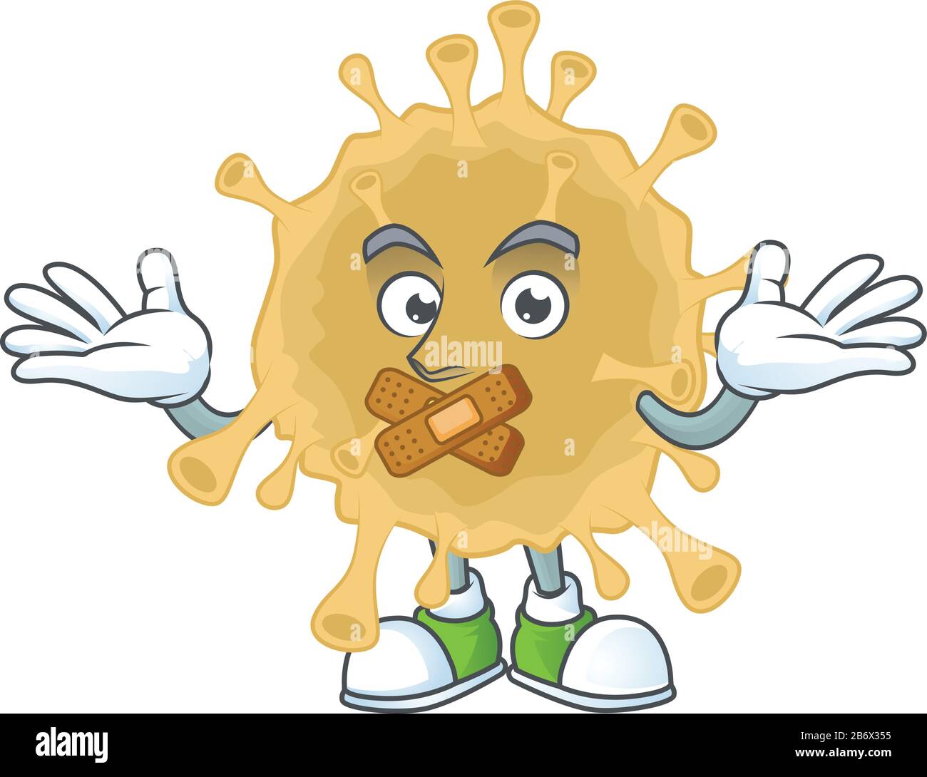 Coronavirus particle cartoon character design concept showing silent ...