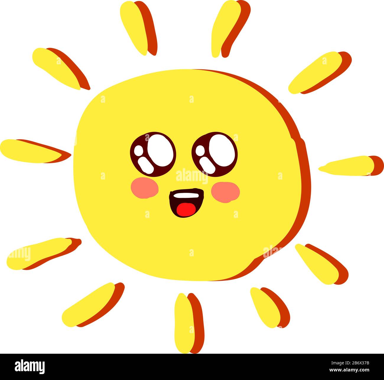 Cute yellow sun, illustration, vector on white background Stock Vector ...