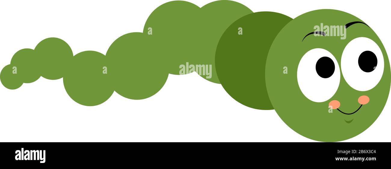 Green worm, illustration, vector on white background Stock Vector Image ...