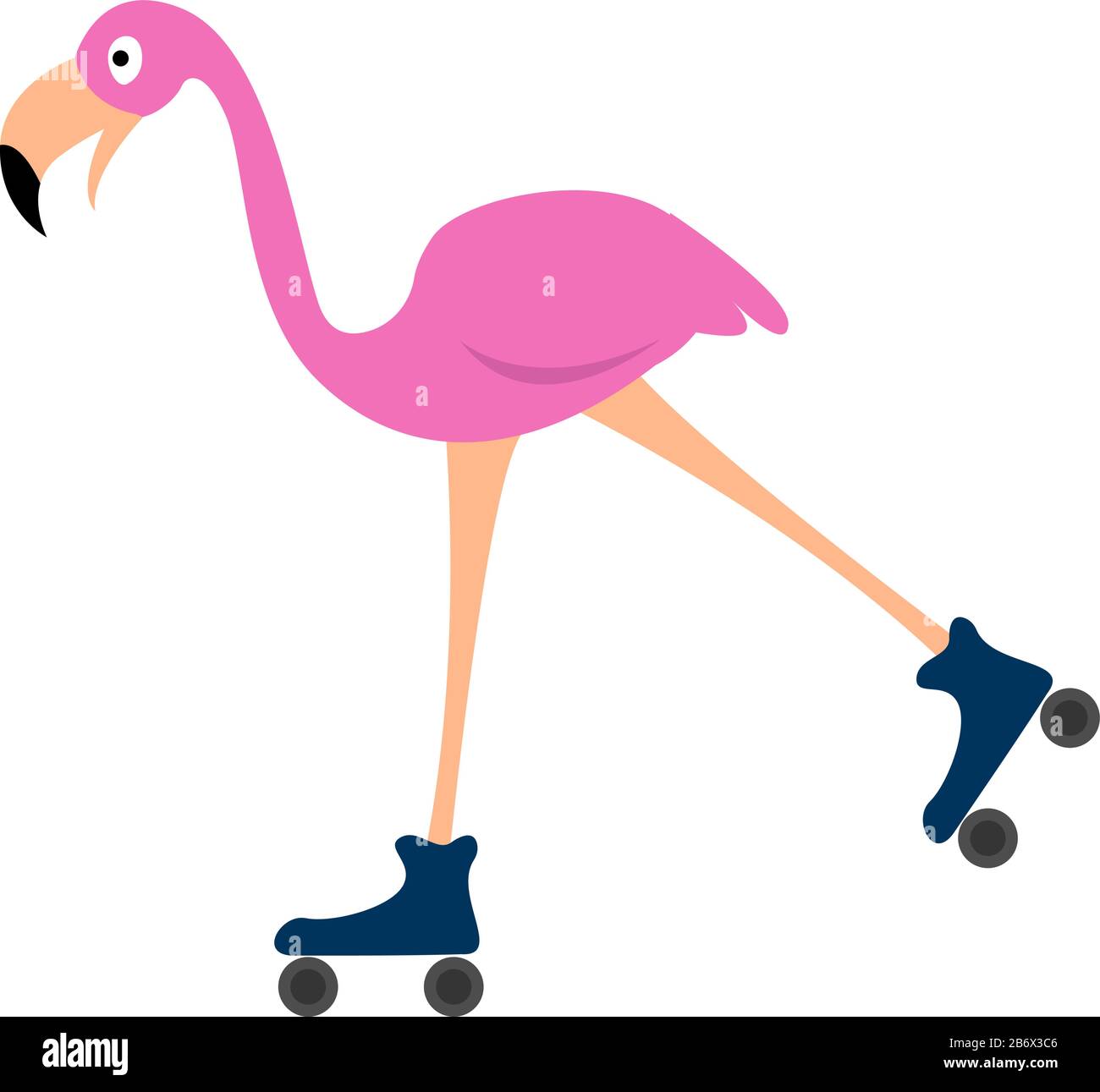 Flamingo on roller skates, illustration, vector on white background ...