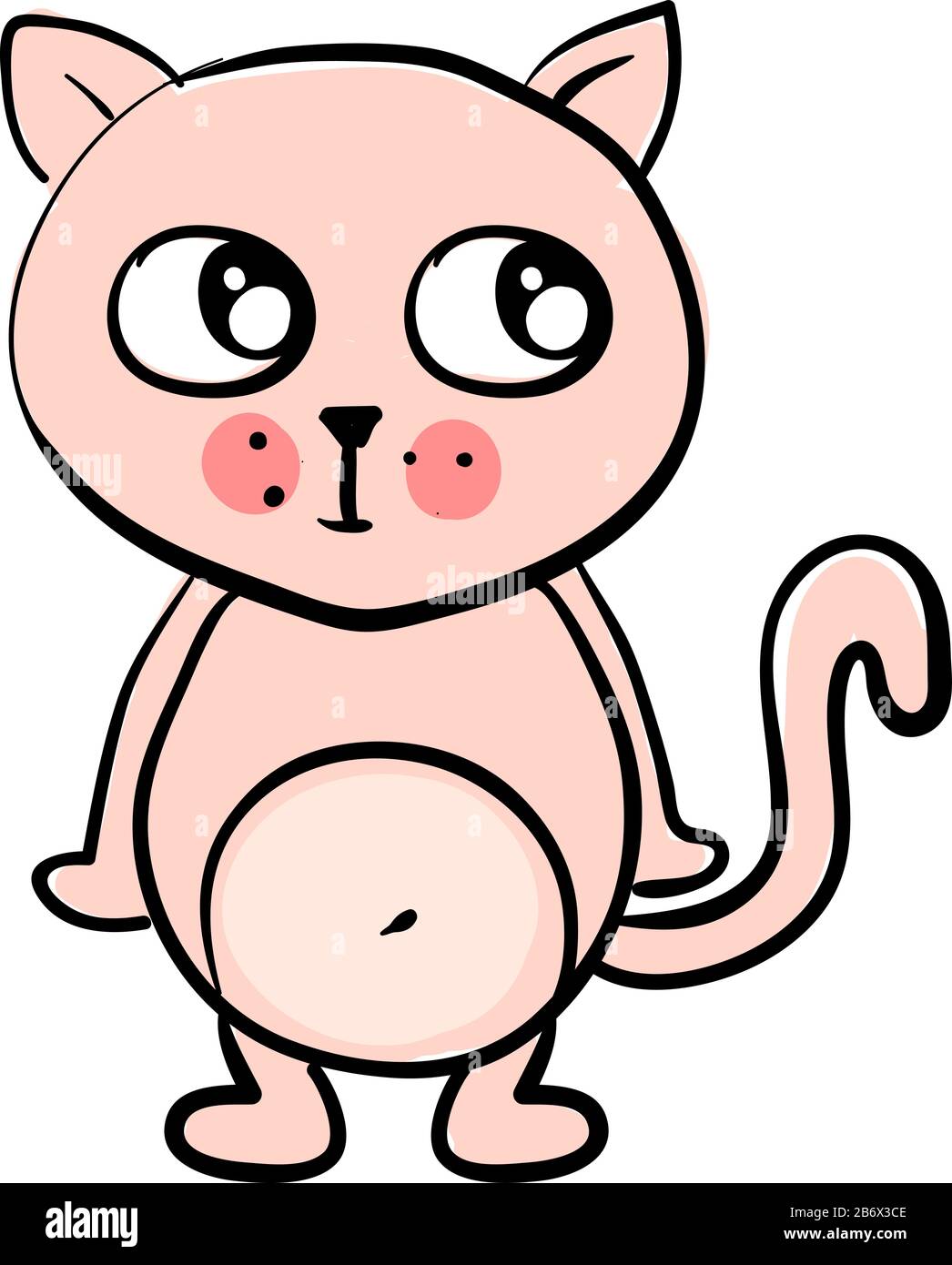 Pink cat, illustration, vector on white background Stock Vector Image ...