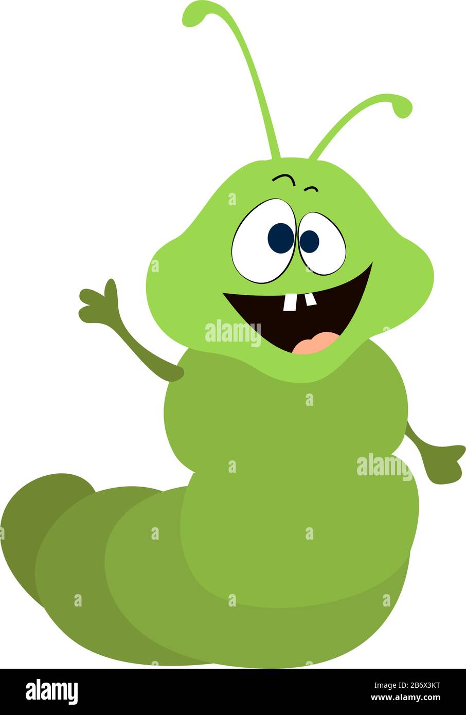 Green worm, illustration, vector on white background Stock Vector Image ...