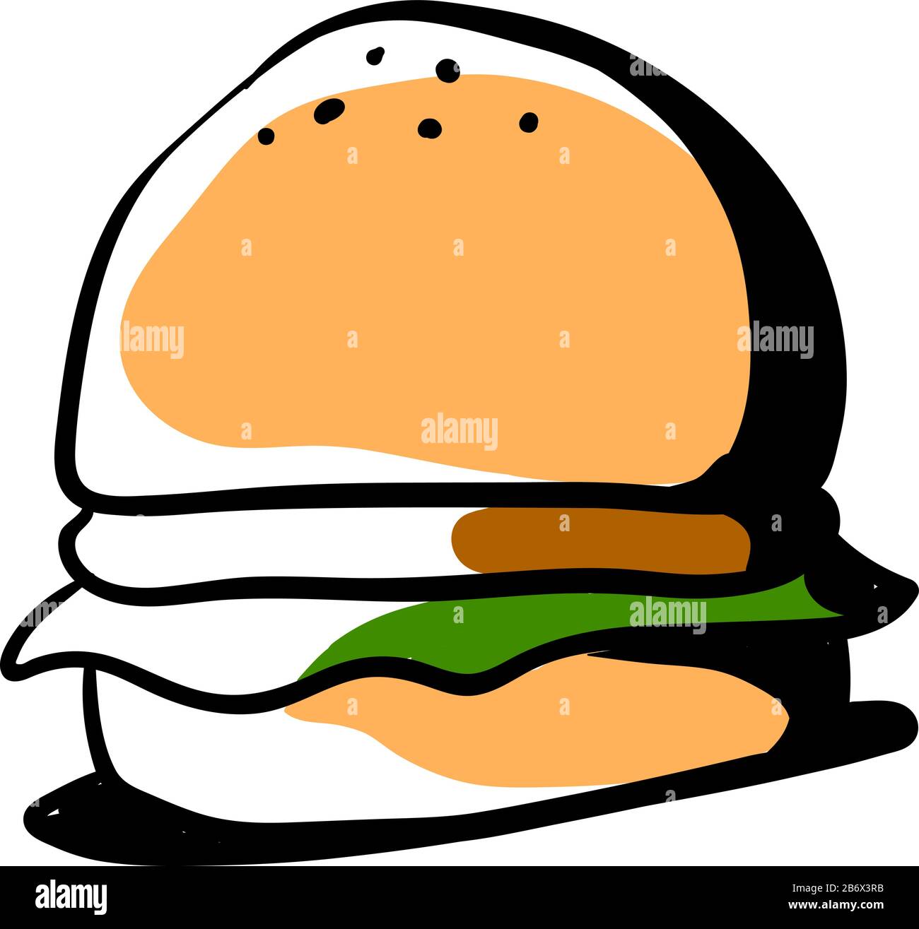 Burger drawing, illustration, vector on white background Stock Vector ...