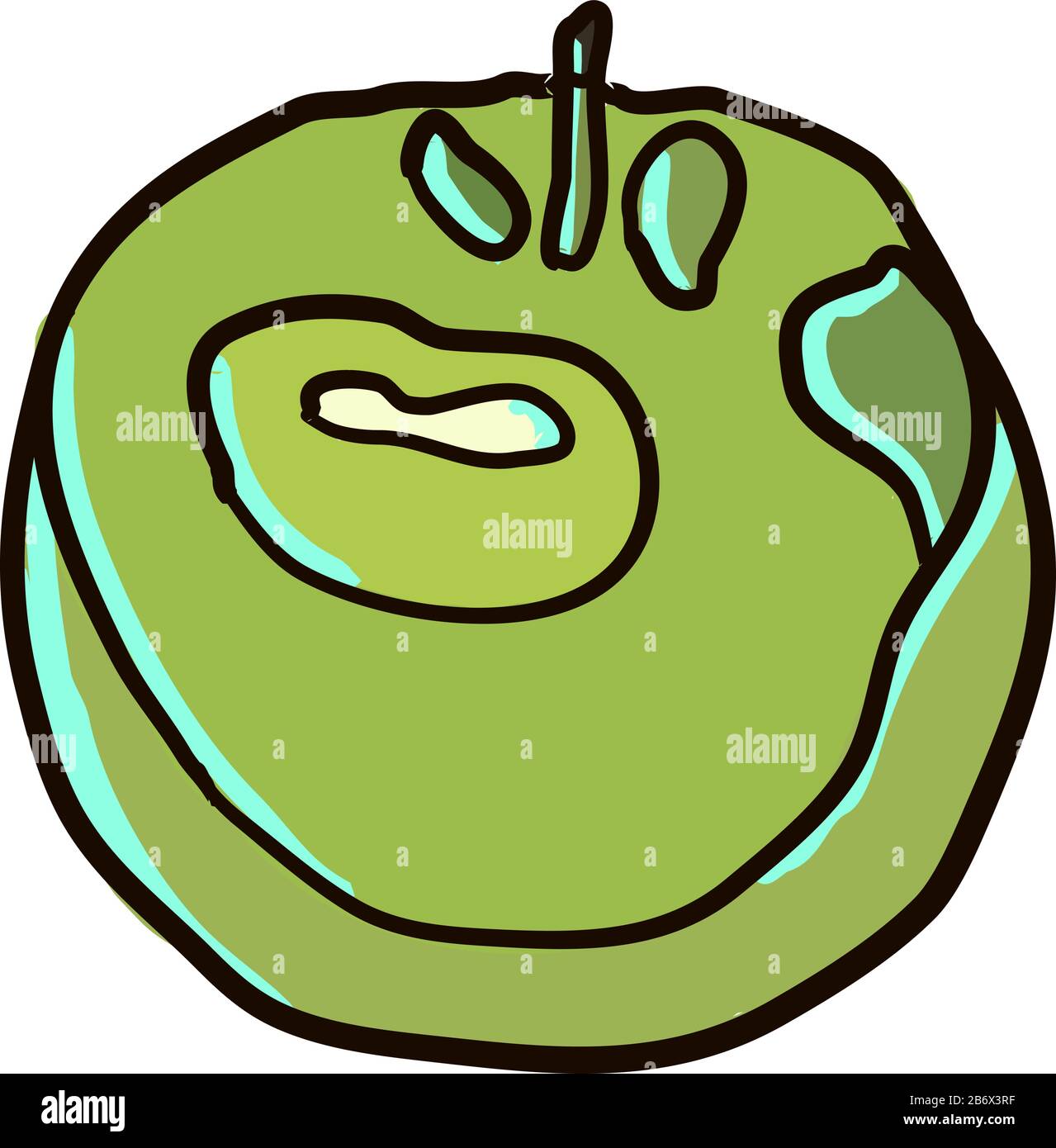 Green apple drawing, illustration, vector on white background Stock ...