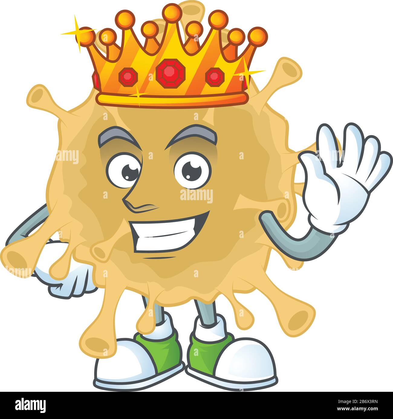 A Charismatic King of coronavirus particle cartoon character design ...