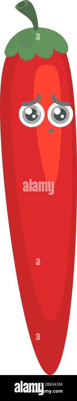 Sad little red pepper, illustration, vector on white background Stock ...