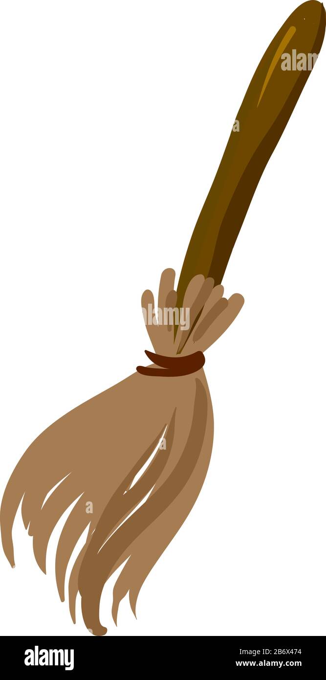 Brown broom, illustration, vector on white background Stock Vector ...