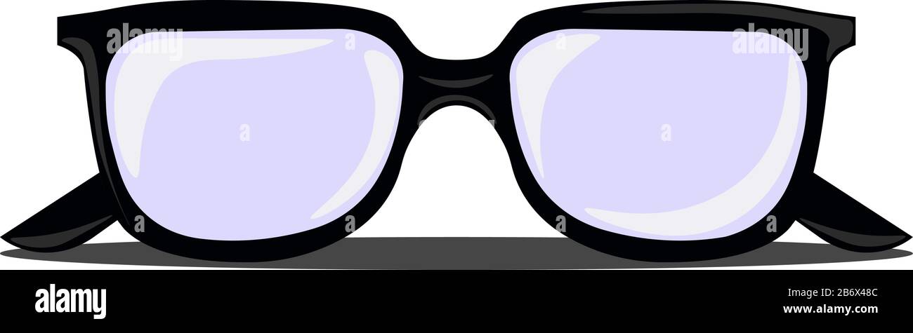 Black glasses, illustration, vector on white background Stock Vector ...