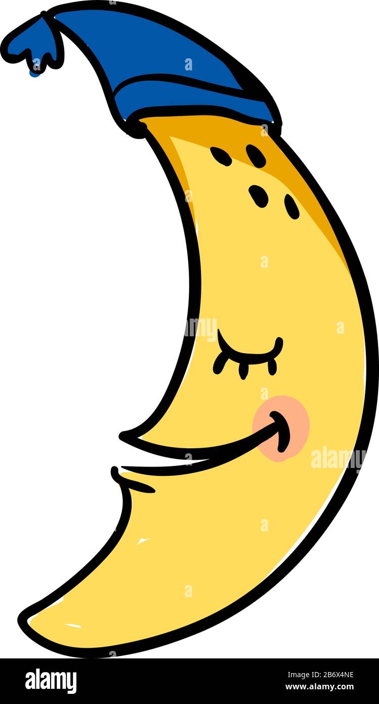 Happy sleeping moon, illustration, vector on white background Stock ...