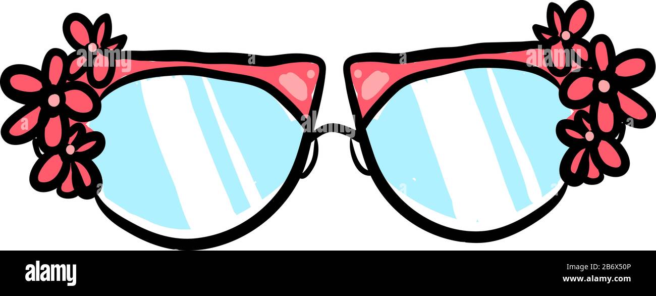 Cute floral glasses, illustration, vector on white background Stock ...