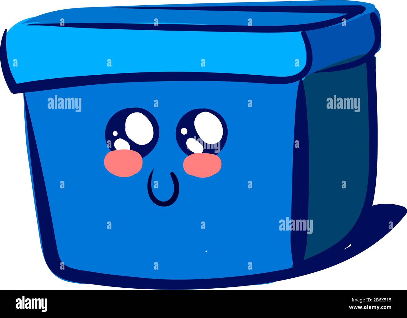 Cute blue box, illustration, vector on white background Stock Vector ...