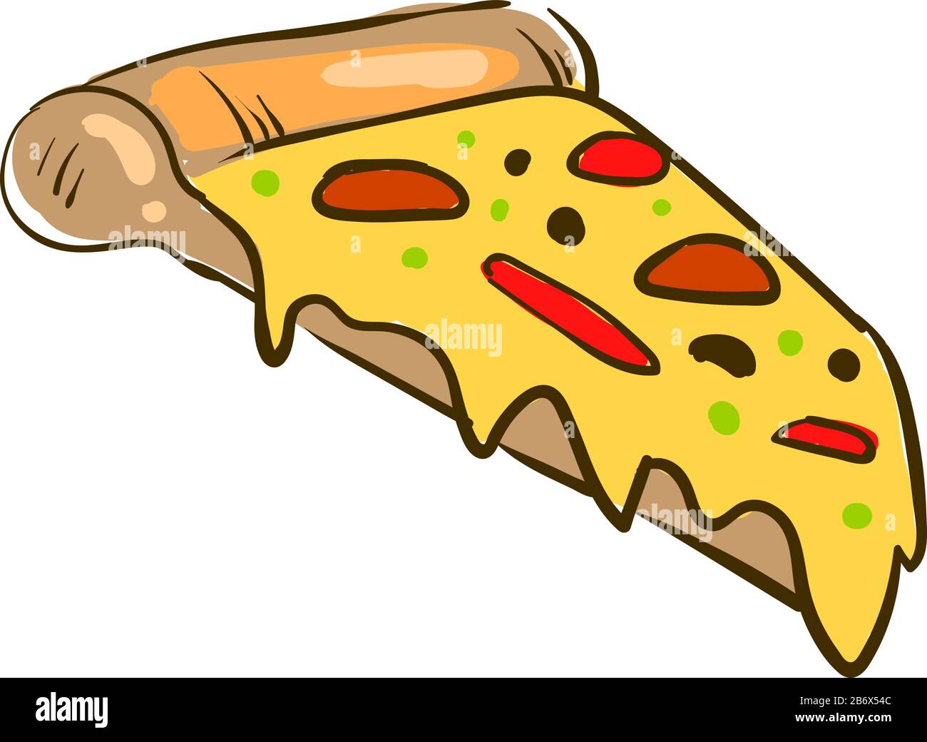 Slice of pizza, illustration, vector on white background Stock Vector ...