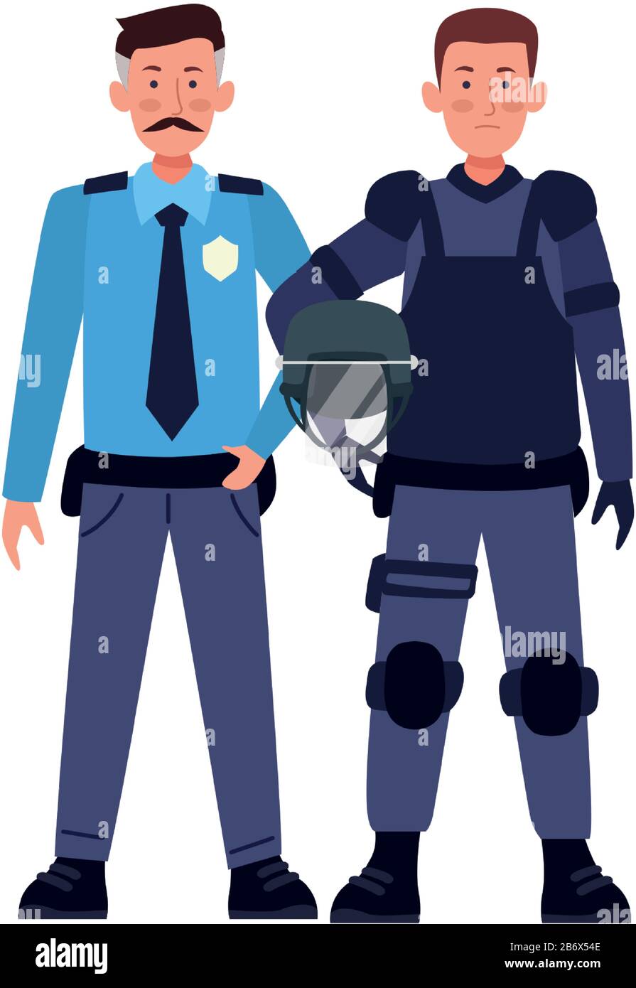 couple of riot polices with uniforms characters Stock Vector Image ...