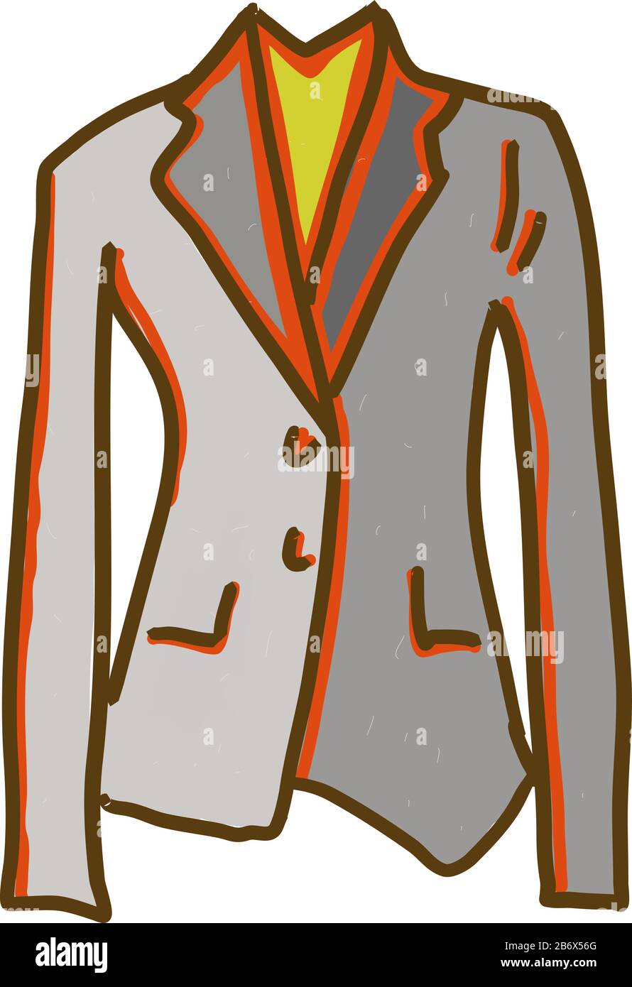 Decorative gray blazer, illustration, vector on white background Stock ...