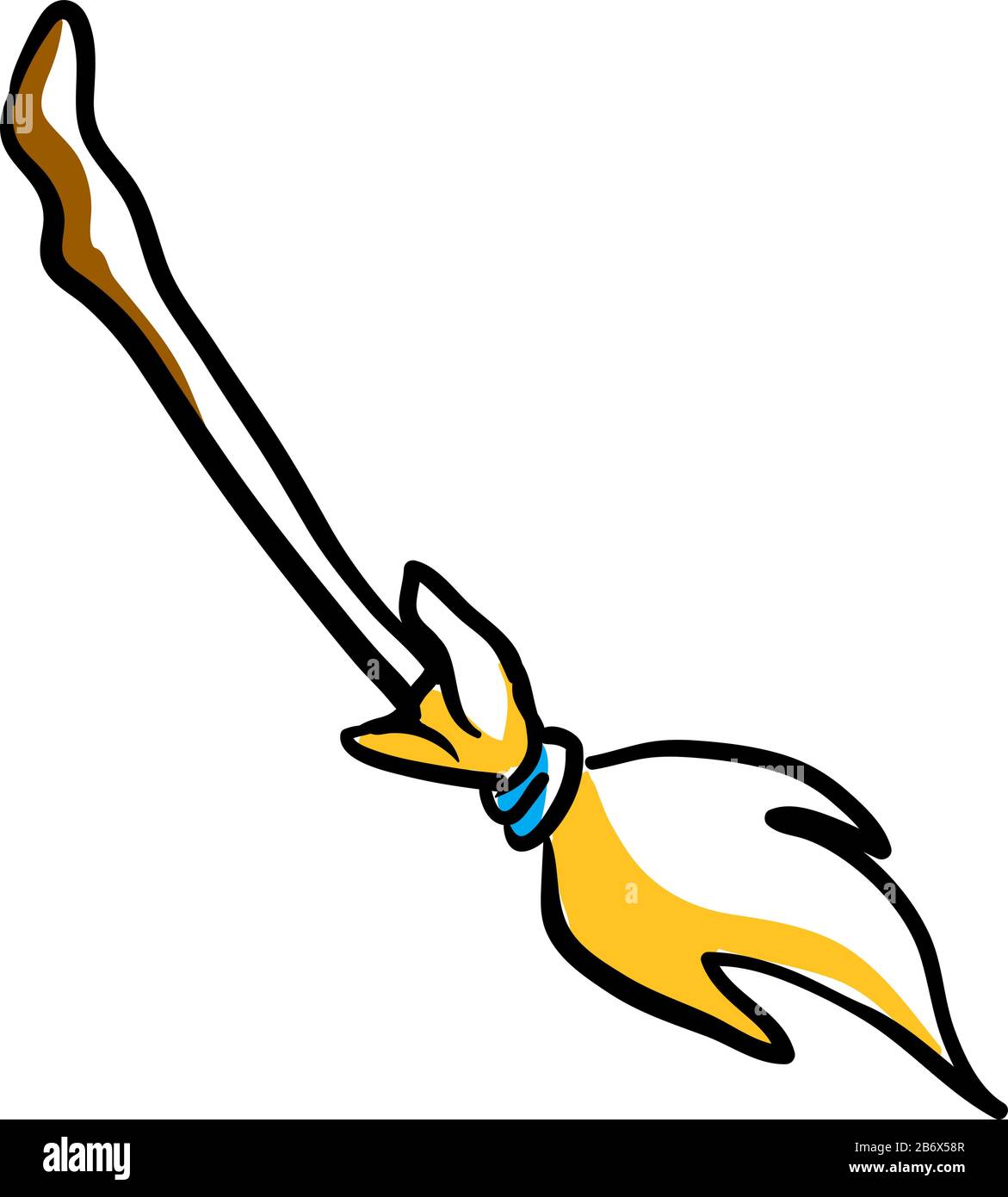 Broom drawing, illustration, vector on white background Stock Vector ...