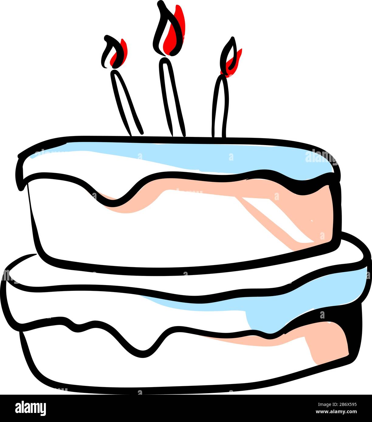 Birthday cake drawing, illustration, vector on white background Stock ...