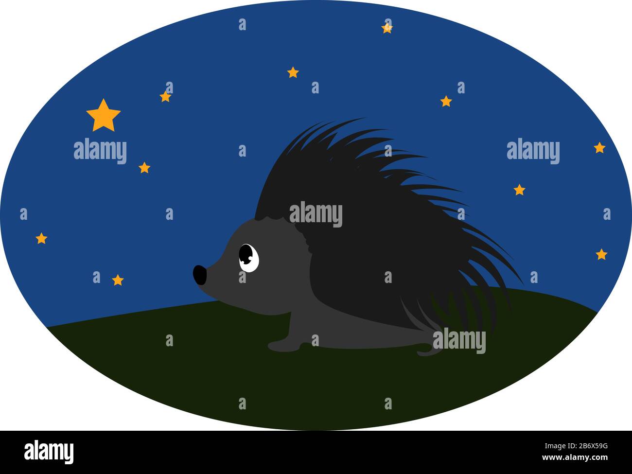 Hedgehog in night, illustration, vector on white background Stock ...