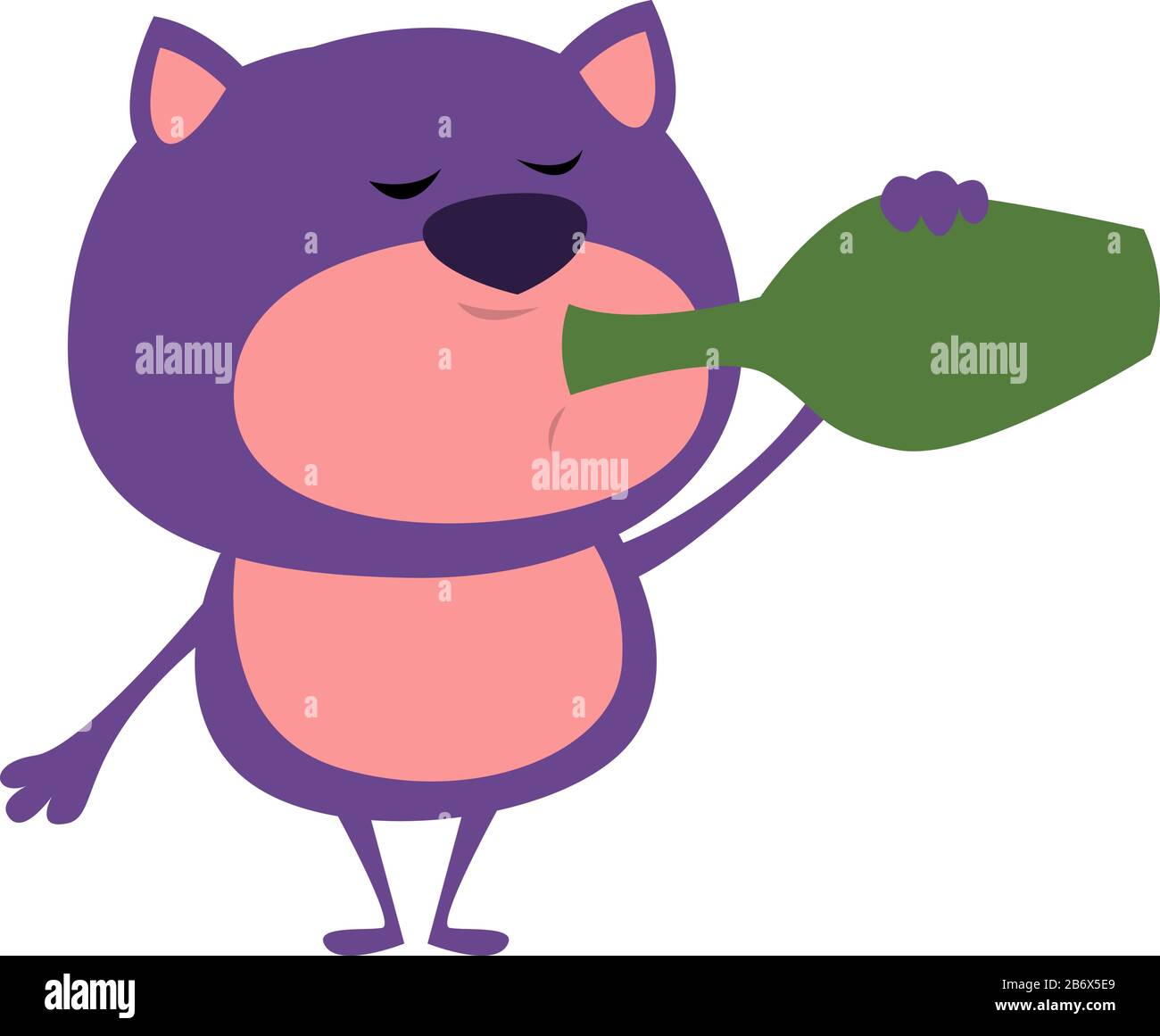 Drinking cat, illustration, vector on white background Stock Vector ...