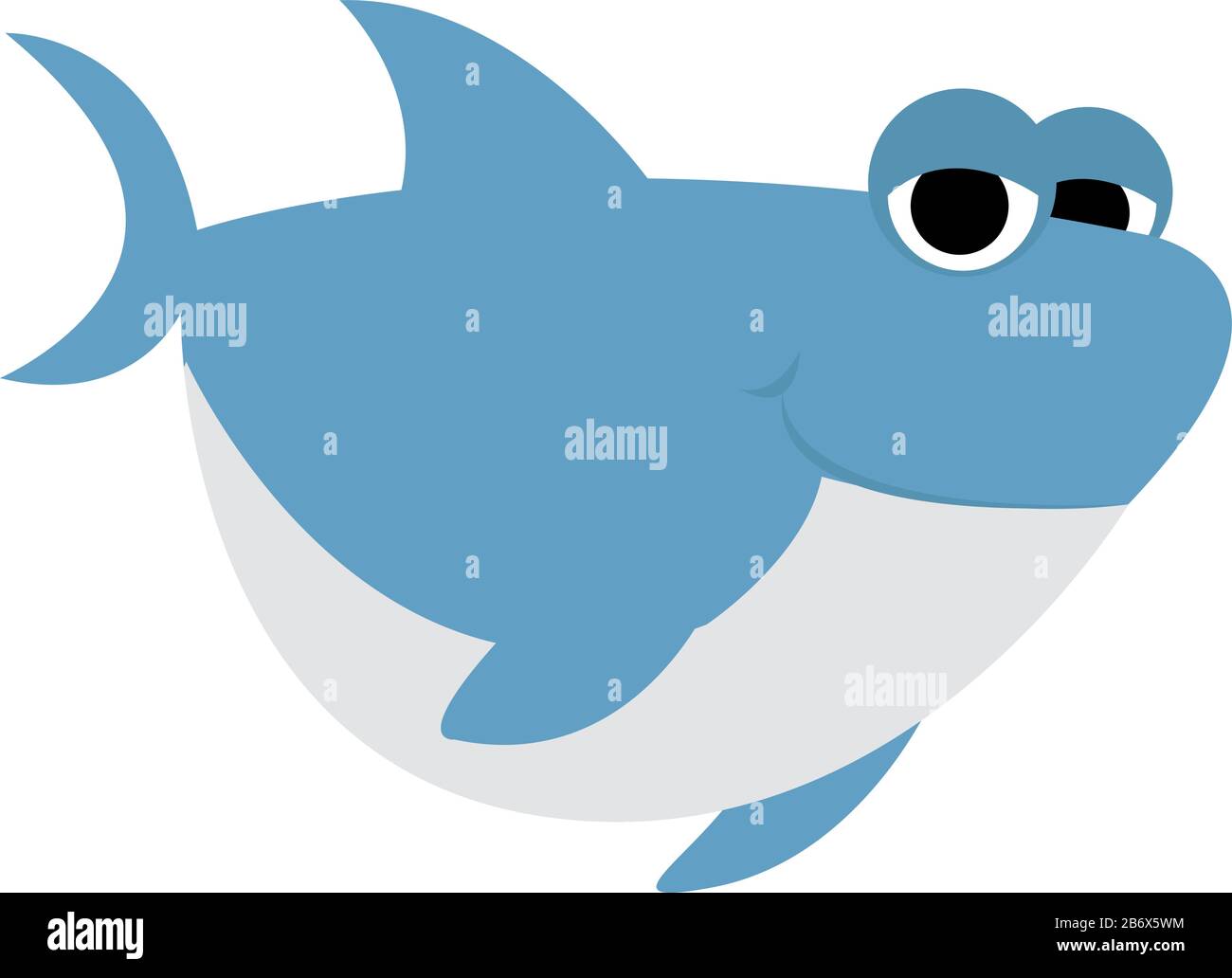 Fat blue shark, illustration, vector on white background Stock Vector ...
