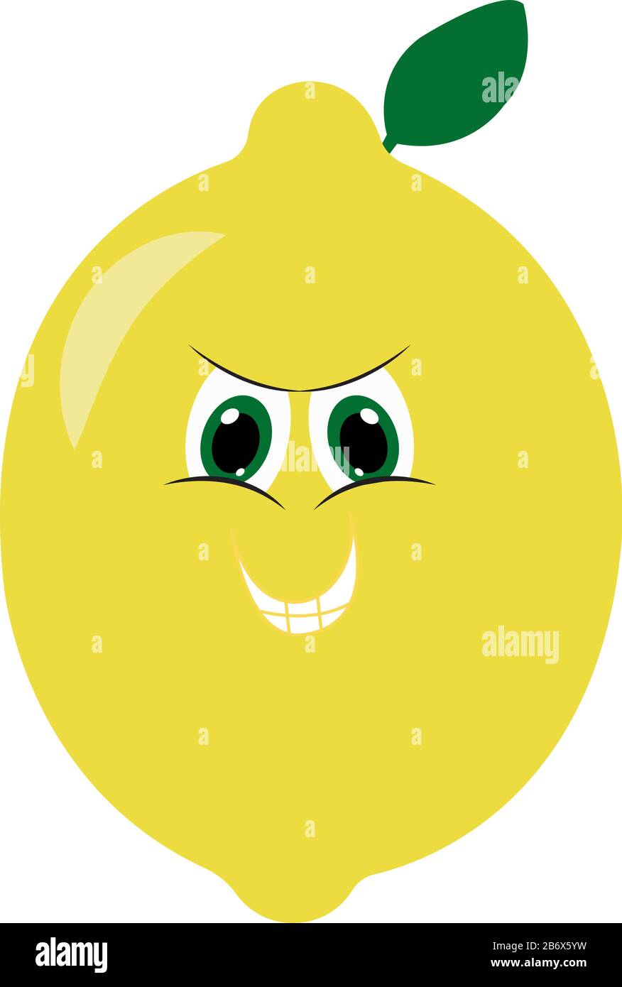 Angry lemon, illustration, vector on white background Stock Vector ...