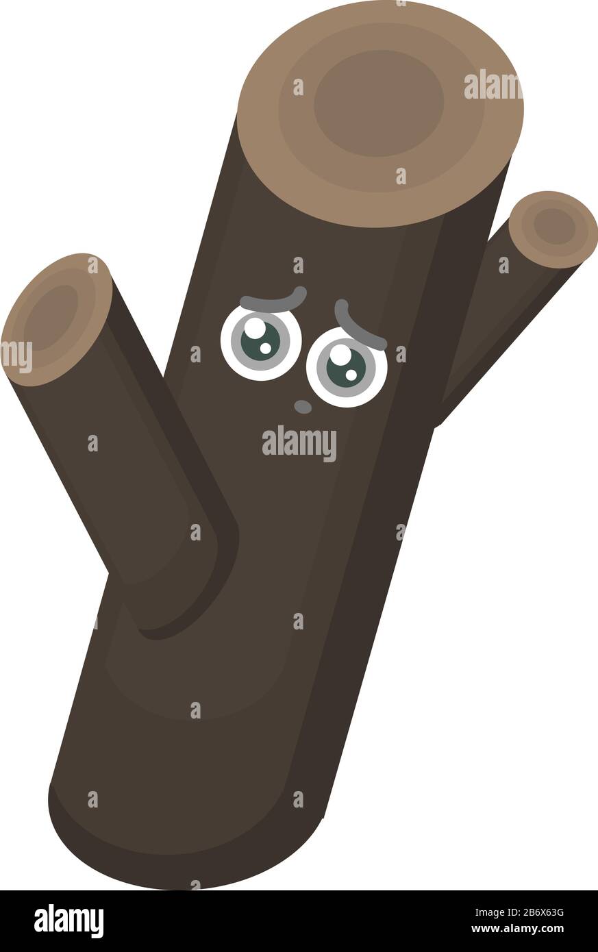 Sad log, illustration, vector on white background Stock Vector Image ...