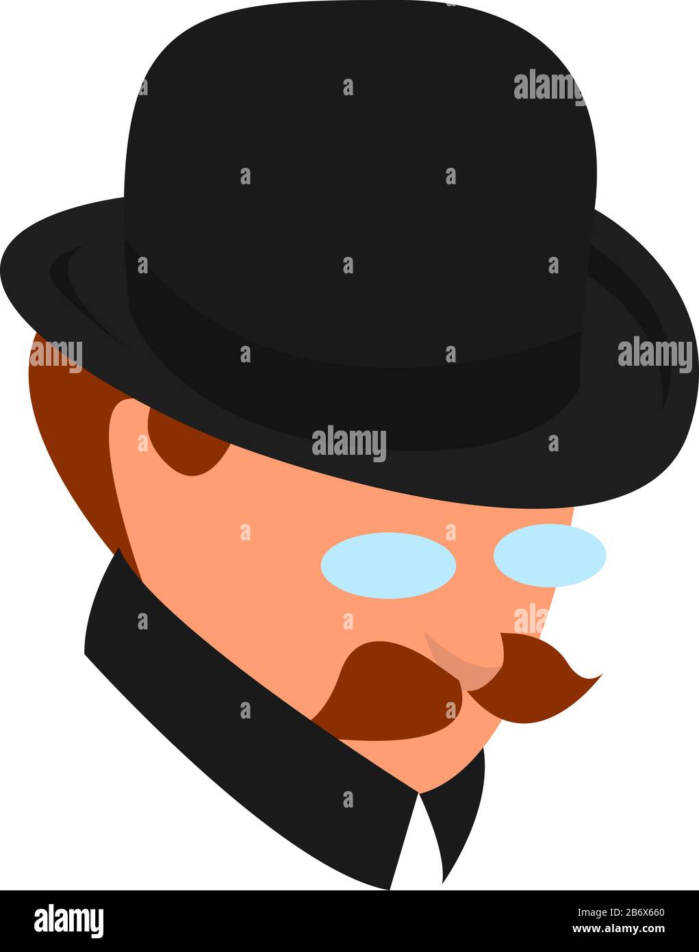 Man with black hat, illustration, vector on white background Stock ...
