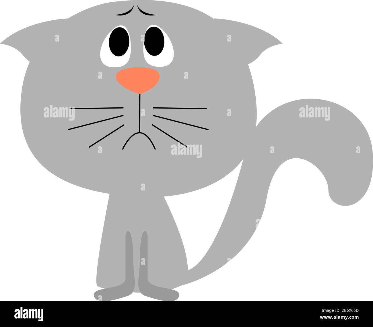 Lonely cat, illustration, vector on white background Stock Vector Image ...