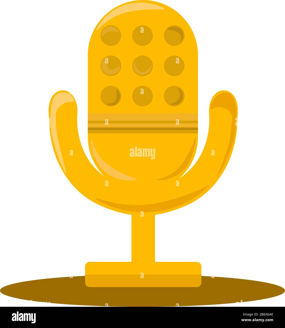 Golden microphone, illustration, vector on white background Stock ...