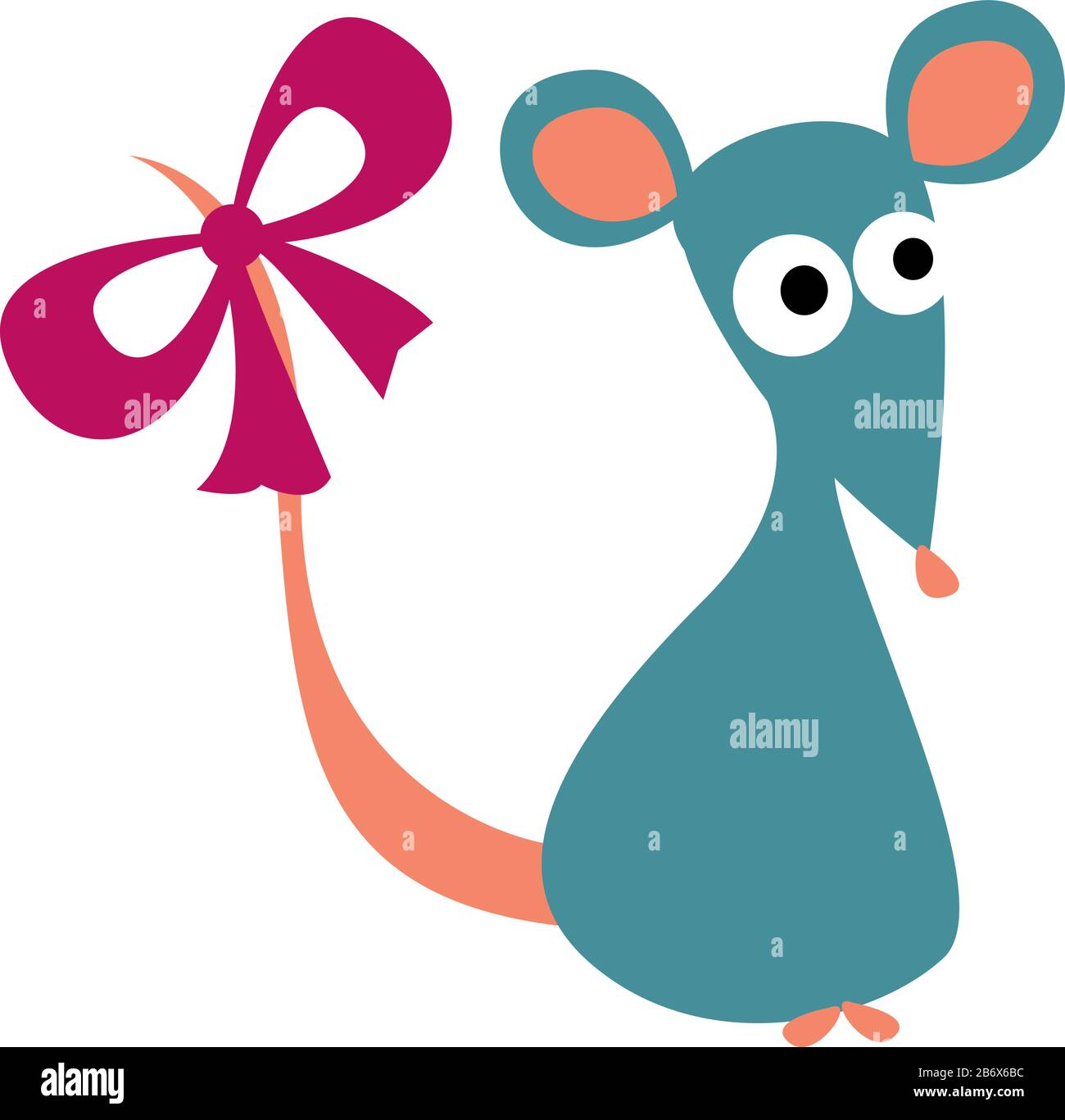 Mouse with a bow, illustration, vector on white background Stock Vector ...