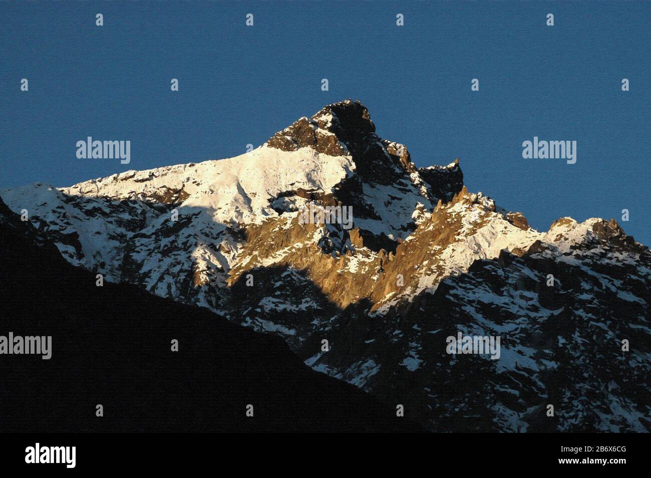Digital Painting: Mountains Peaks at Chitkul-0181 Digital Painting of ...