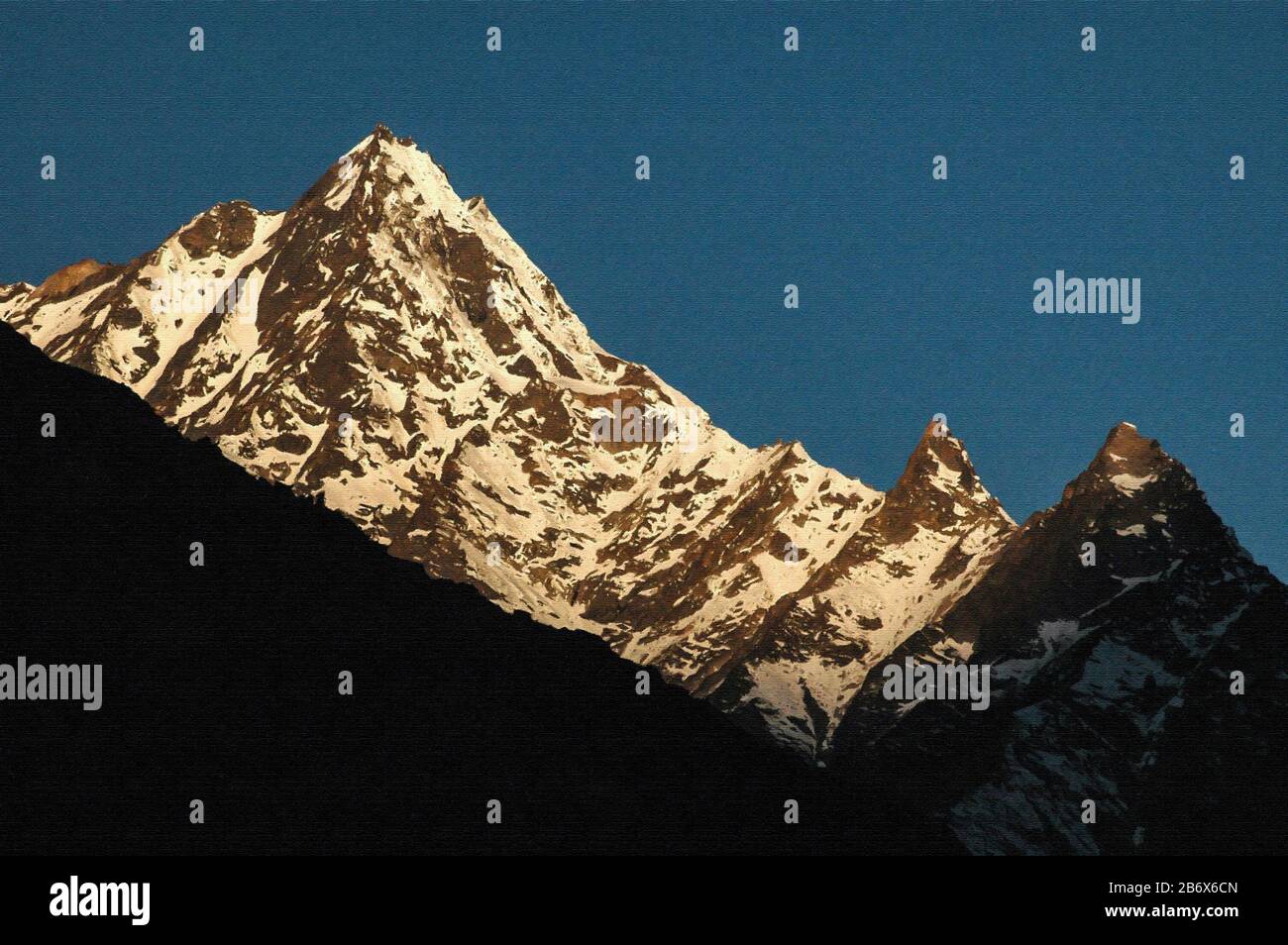 Digital Painting: Mountains Peaks at Chitkul-0184 Digital Painting of ...