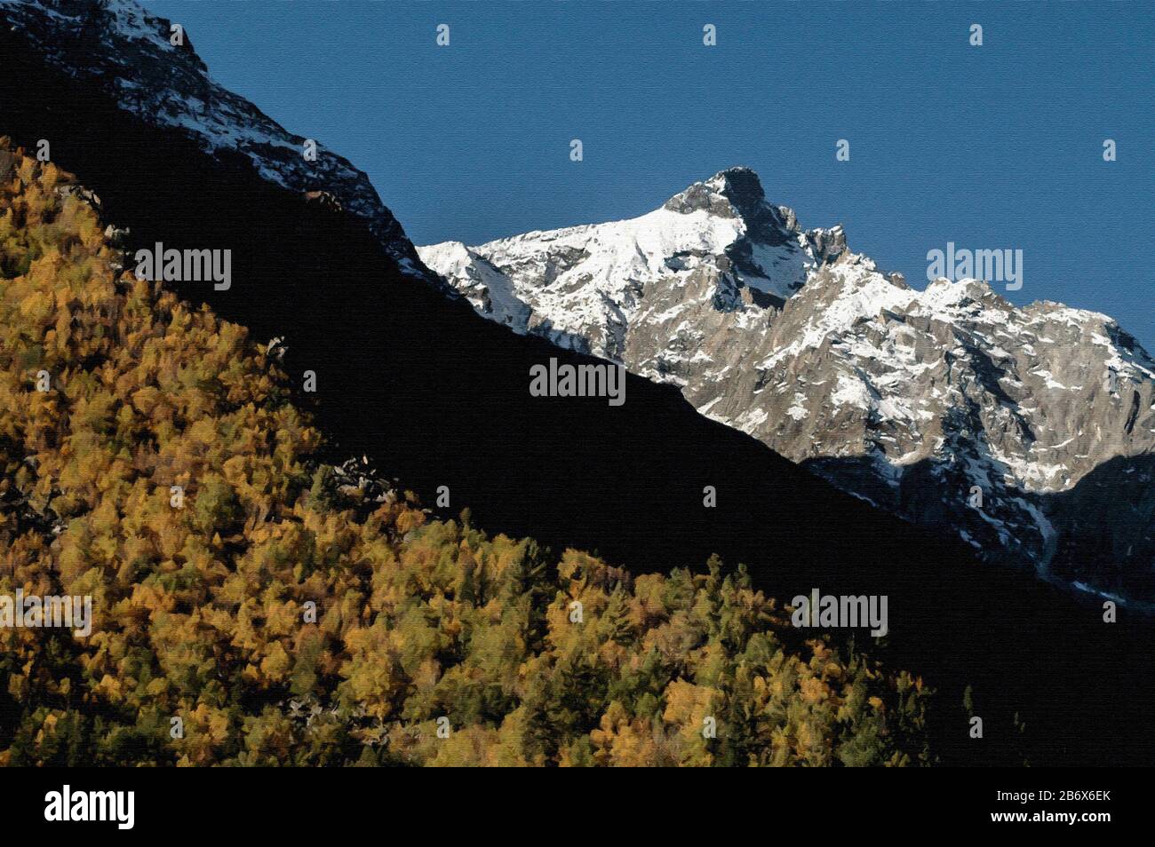 Digital Painting: Mountains Peaks at Chitkul-0240 Digital Painting of ...
