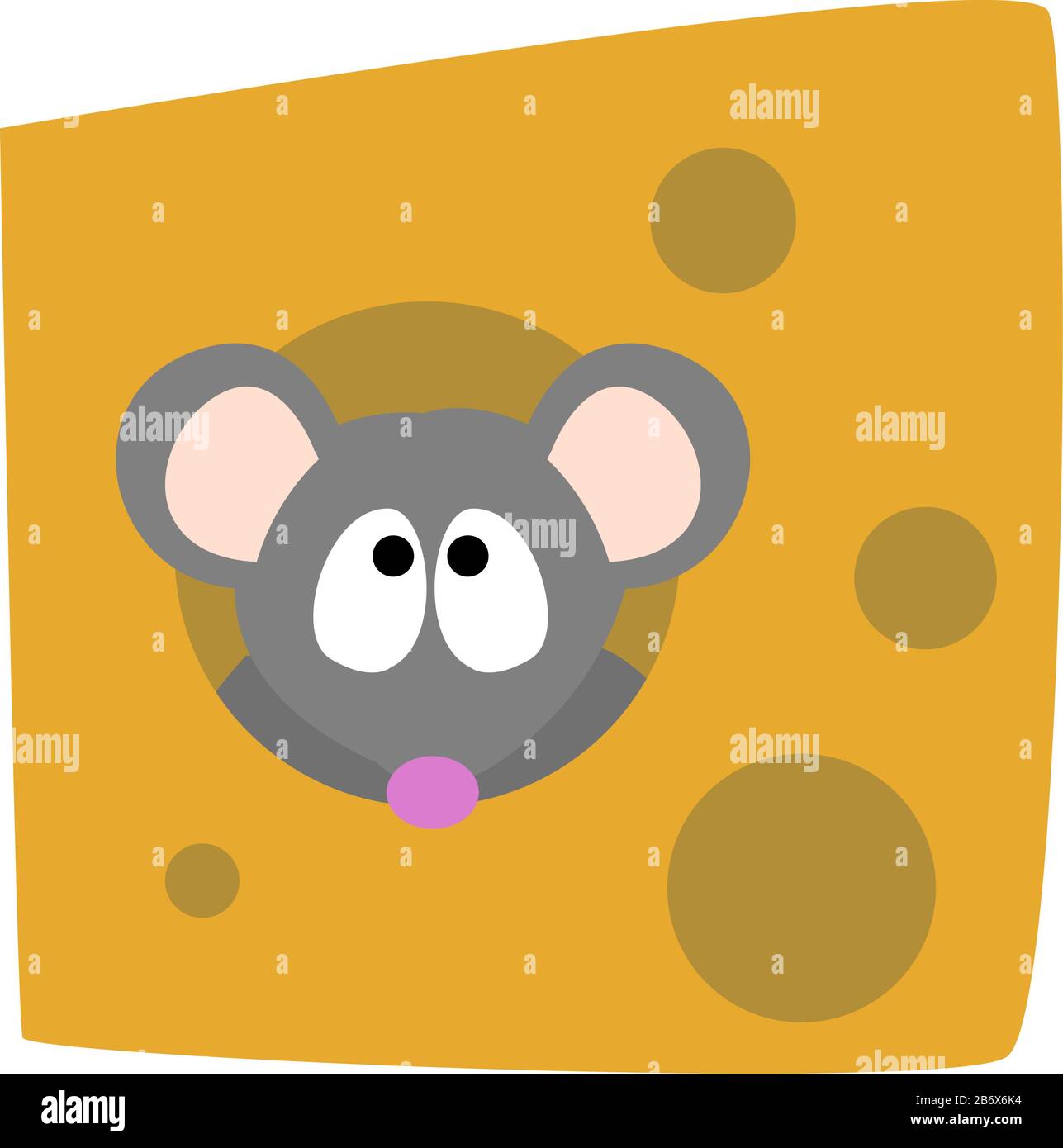 Little mouse with cheese, illustration, vector on white background ...