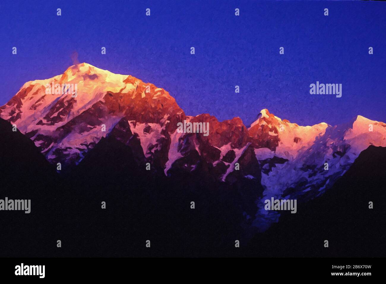 Digital Painting: Kinnaur Kailash-30 The Kinnaur Kailash in the Kinnaur ...