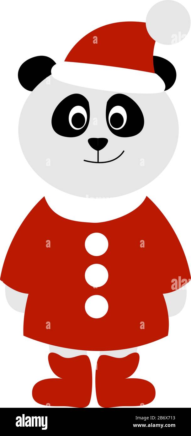 Panda with santa suit, illustration, vector on white background Stock ...