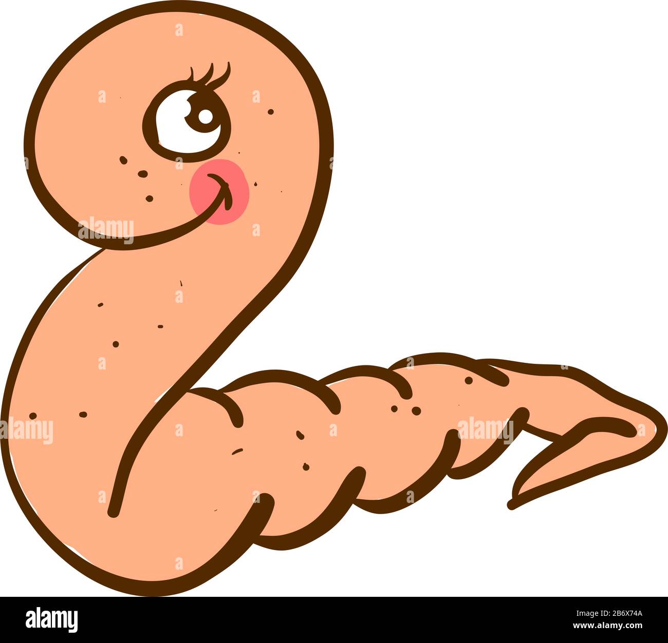 Pink worm, illustration, vector on white background Stock Vector Image ...