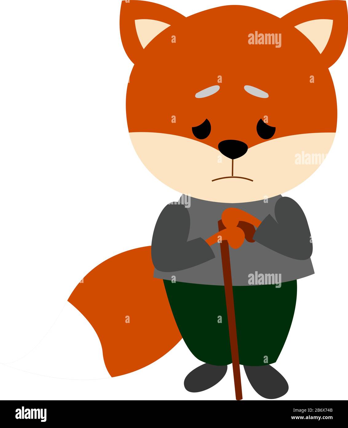 Old fox, illustration, vector on white background Stock Vector Image ...