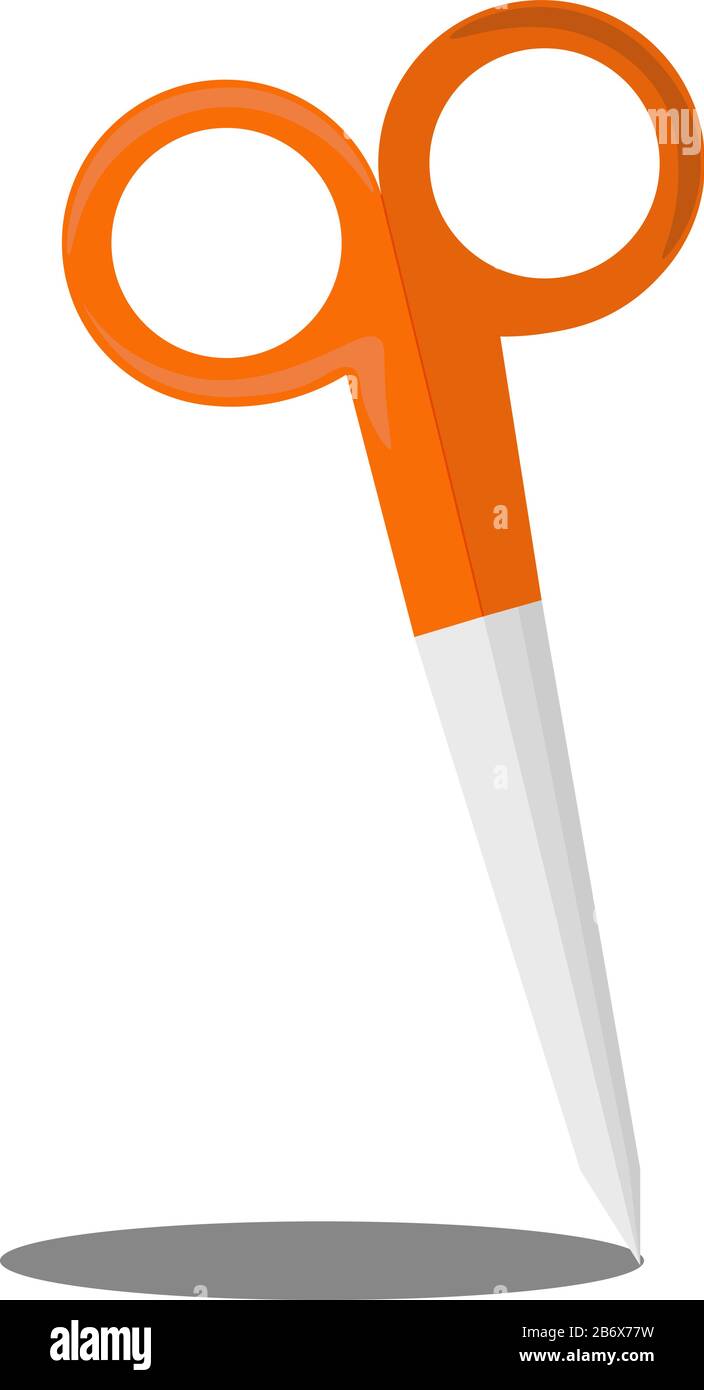 Orange scissors, illustration, vector on white background Stock Vector ...