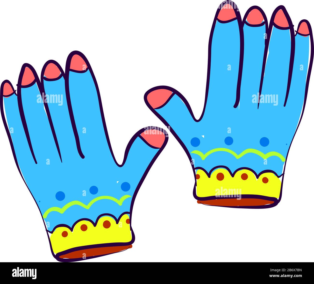 Blue gloves, illustration, vector on white background Stock Vector ...