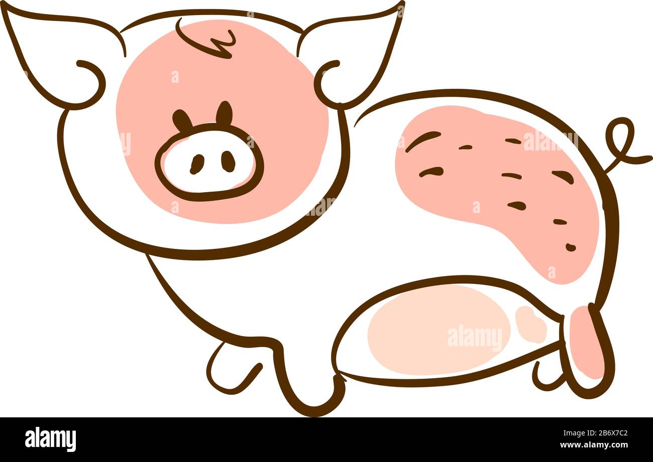 Pig drawing, illustration, vector on white background Stock Vector ...
