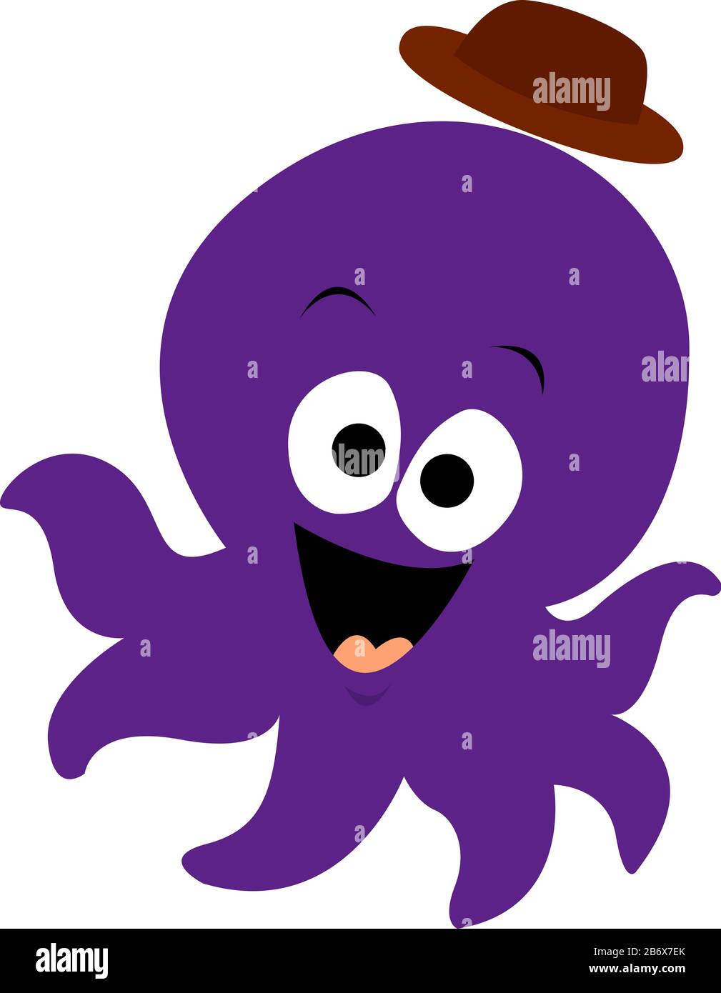 Octopus with hat, illustration, vector on white background Stock Vector ...